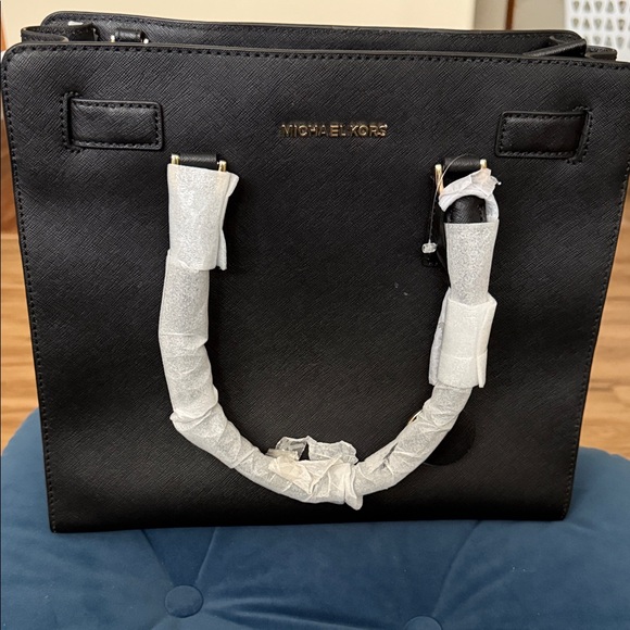 Michael Kors | Bags | Michael Kors Black Satchel With Gold Accents ...